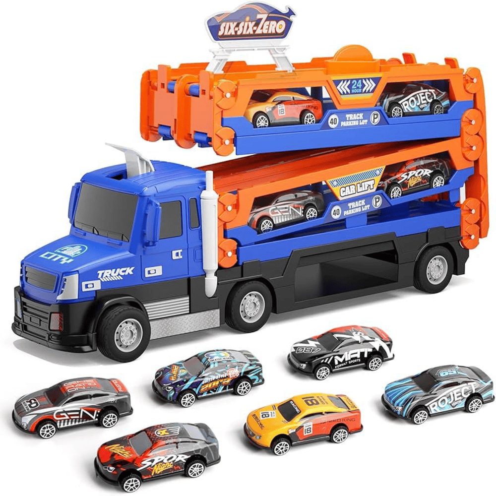 Toy. 2in1 Truck, 8 cars, racing track 140 cm, for shooting cars
