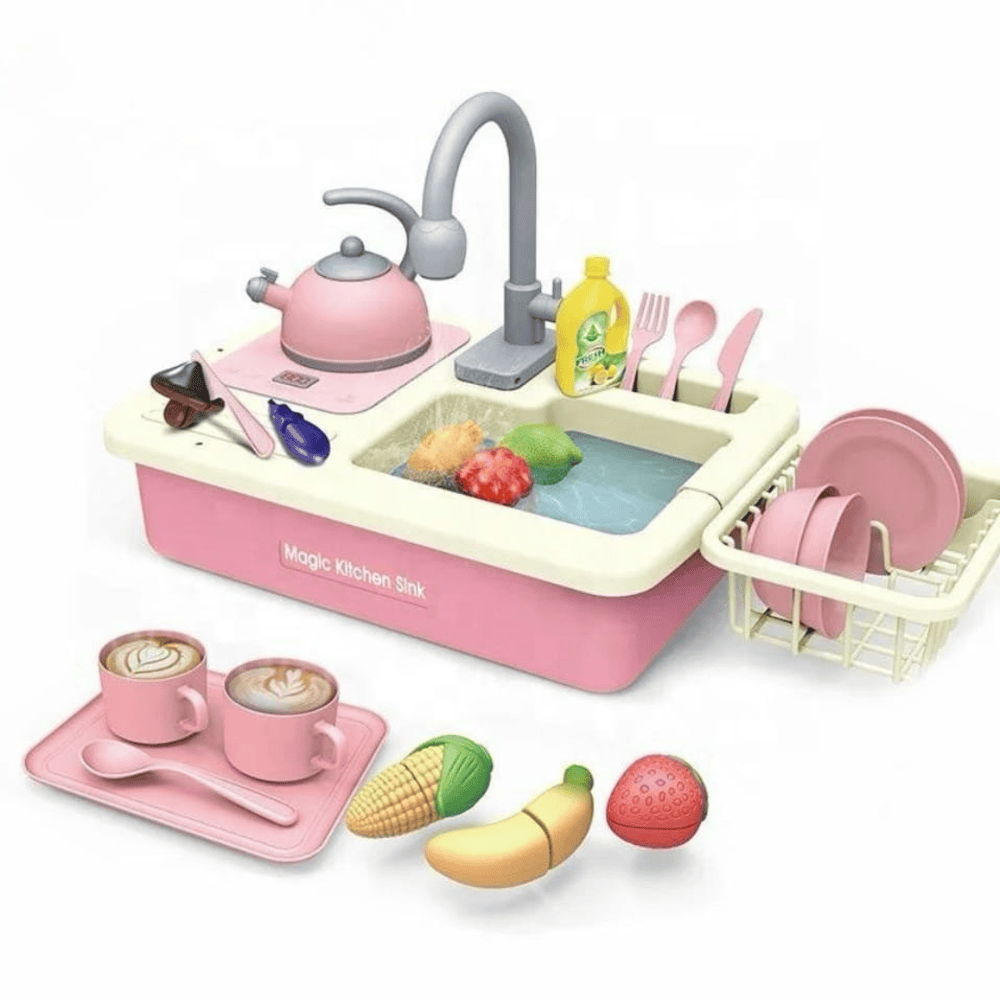 Toy Magic Kitchen Sink Set W Water 21pcs