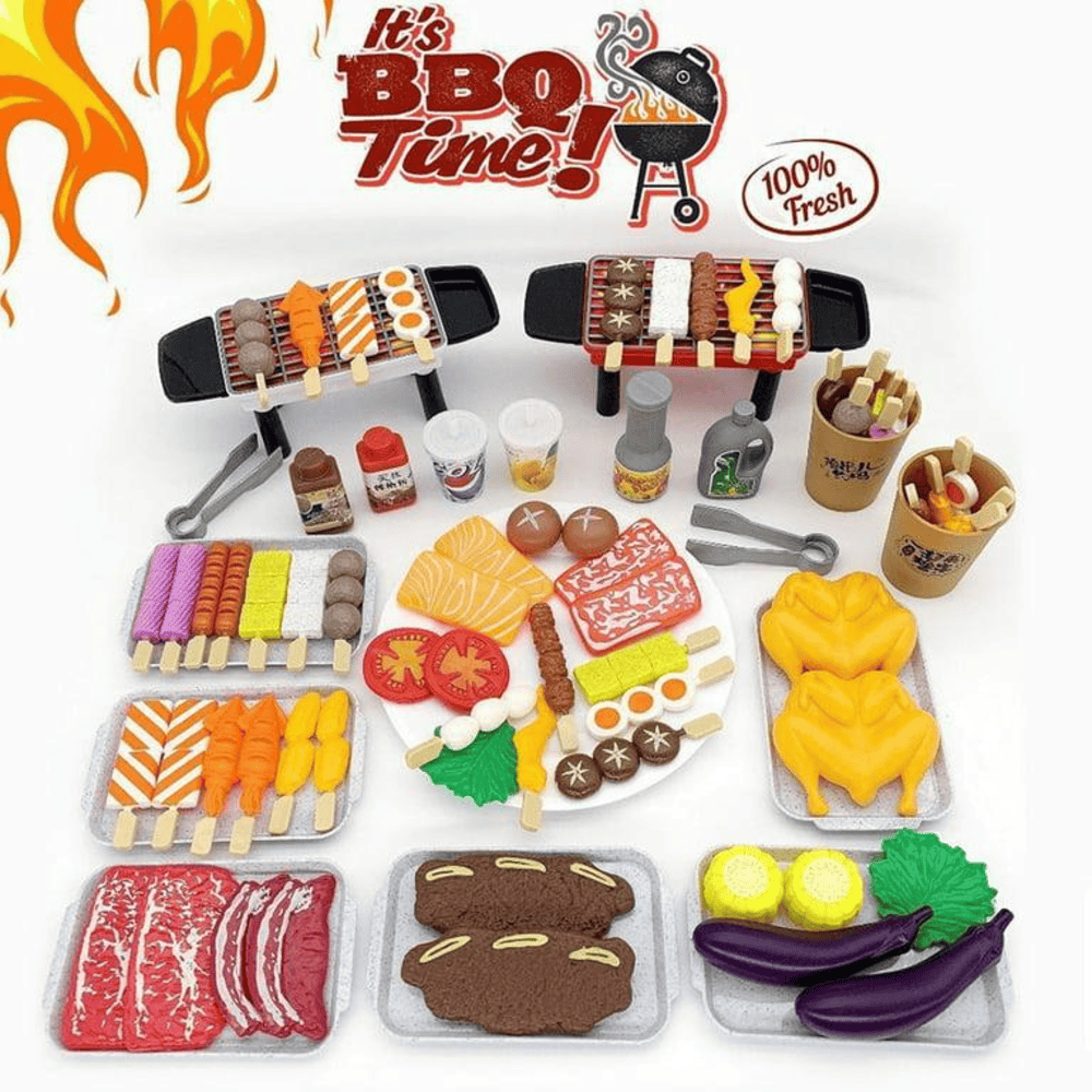 Toy. Set 80 PCS BBQ Grill Playset Role for Play Party Toys