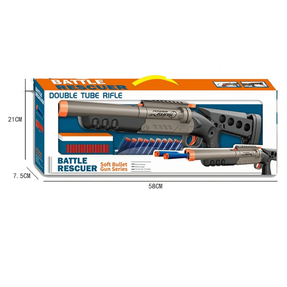 Toy. "New Double Barrel Rifle Shell Throwing Soft Bullet Gun Outdoor ...