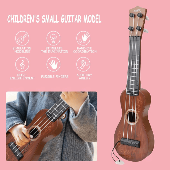 Toy. Small Beginners Musical Guitar with 4 Adjustable Strings for Kids ...