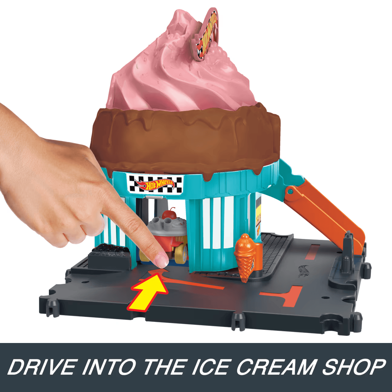 Toy. Hot Wheels City Downtown Ice Cream Swirl Playset From The Series ...
