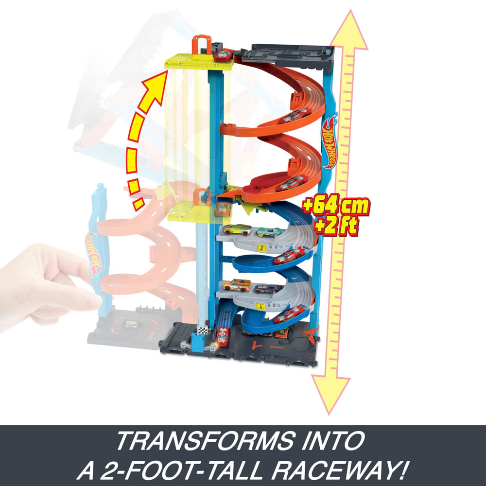 Toy. Hot Wheels City Transforming Race Tower Playset, Track Set With 1 ...