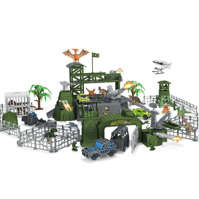 Toy. Jurassic Military Army Base Dinosaurs Hunting Trucks