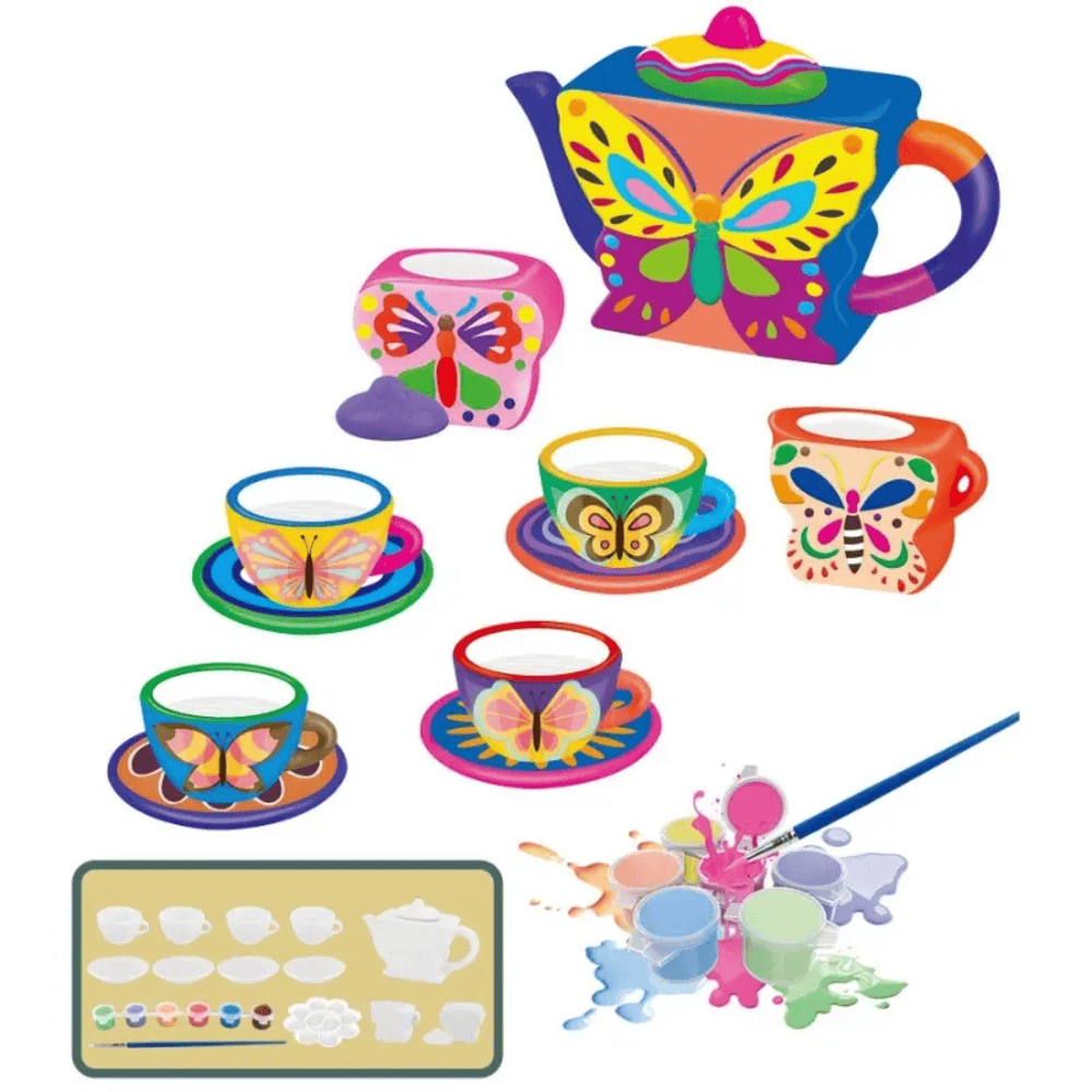Toy. Paint Your Own Butterfly Tea Party Set