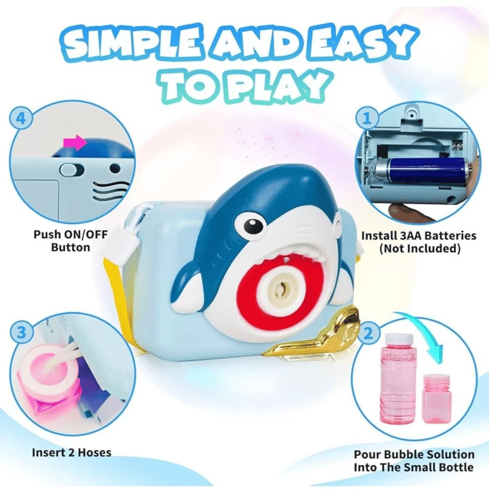 Toy. Interactive Shark shape Bubble Camera Toy for Kids with Light and ...
