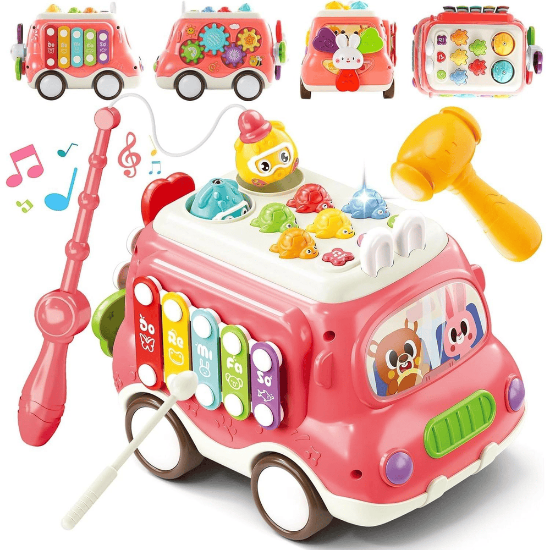 Toy. A 6-in-1 educational and activity bus